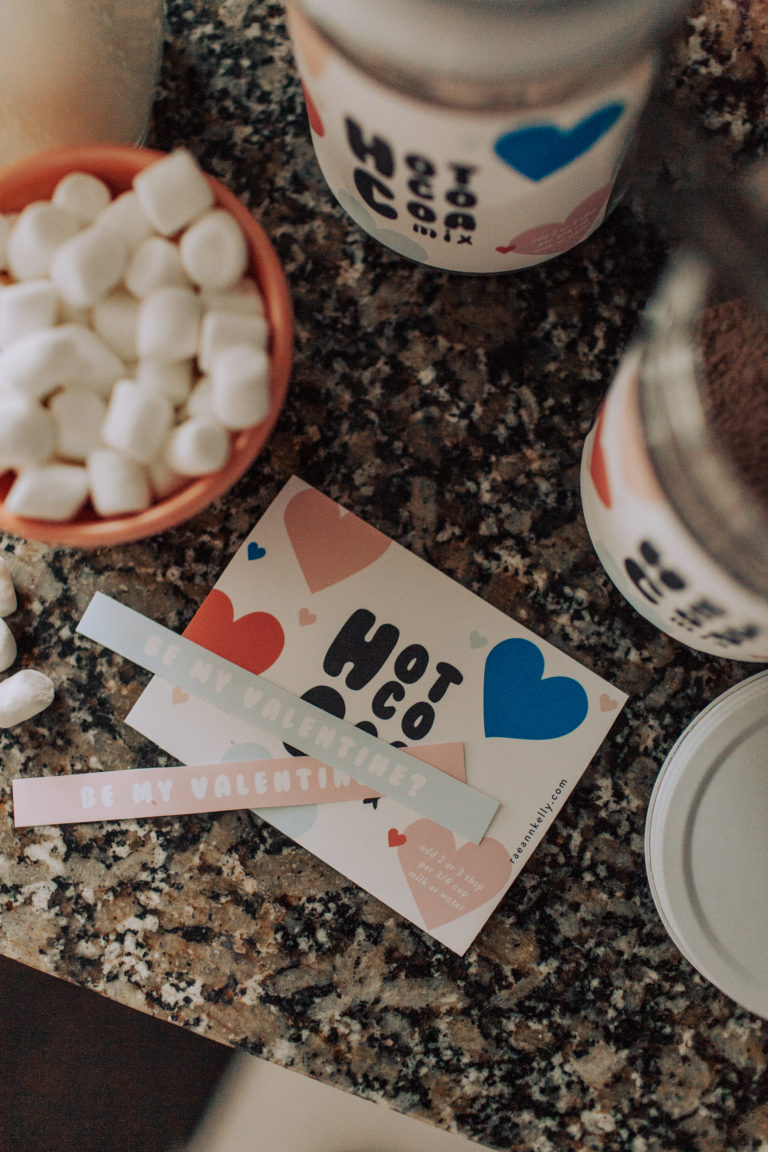 homemade pink hot cocoa mix + labels for Valentine’s - RAE ANN KELLY
