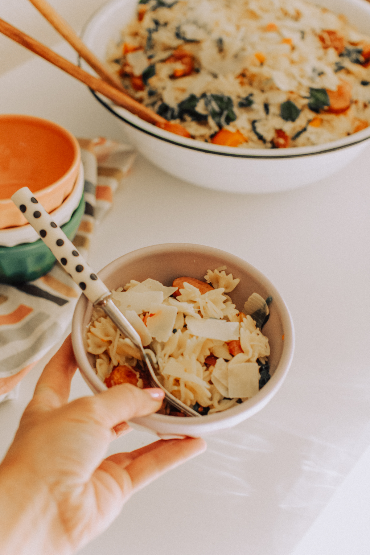 JOHAN’S ROASTED VEGGIE + SAUSAGE FIREHOUSE PASTA - RAE ANN KELLY